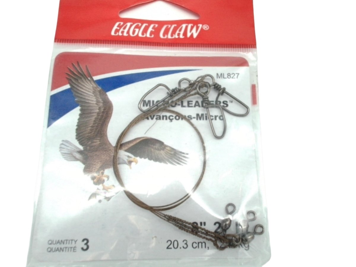 Eagle Claw 8" Micro Leader 27lb 3-Pack - Durable, Compact, Reliable