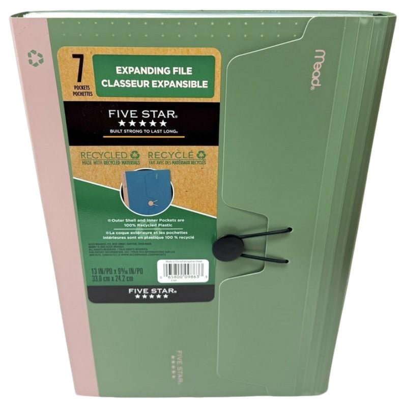 Five Star Expanding File Folder - 7 Pockets, Recycled, Durable & Portable