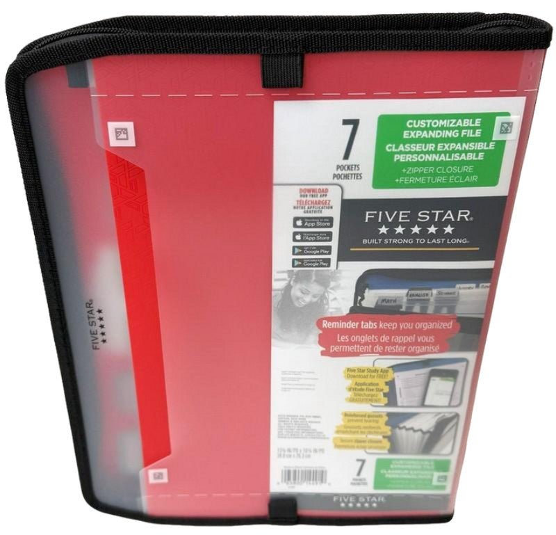 Five Star Zipper Binder Folder - Durable School Organizer with 7 Pockets