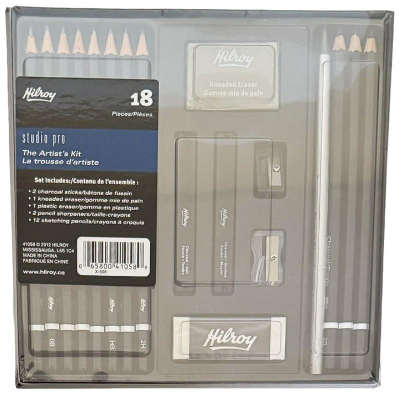 Hilroy Artist Starter Kit - 18 Piece Pro Set for Sketching & Shading