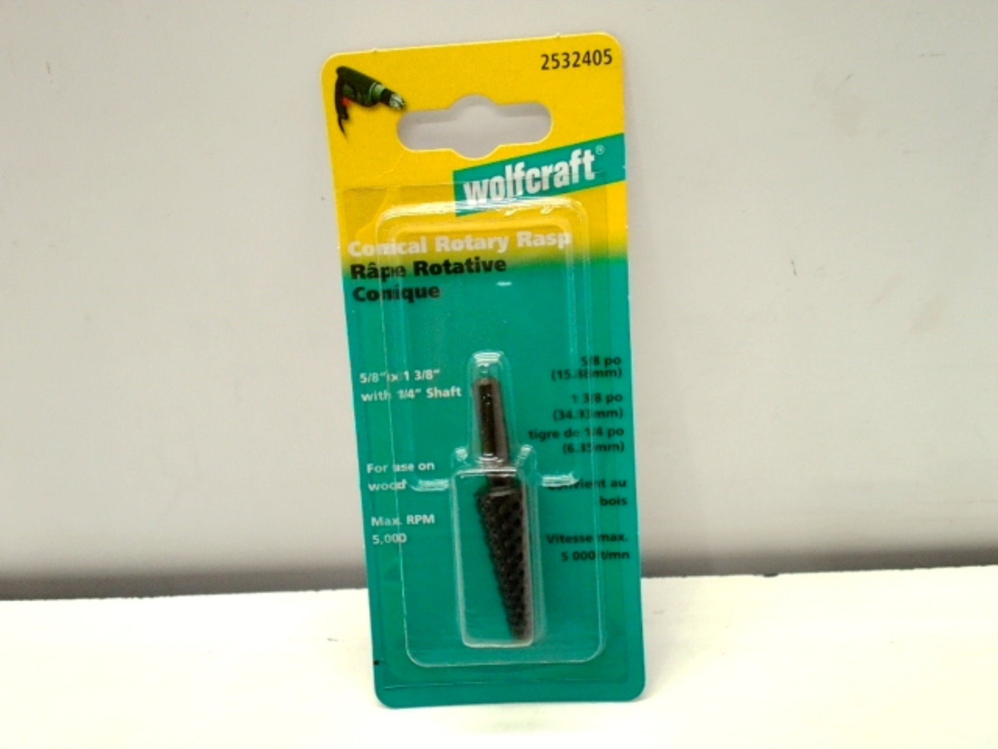 Wolfcraft Conical Rotary Rasp 1/4" Shaft – Perfect for Precision Woodwork
