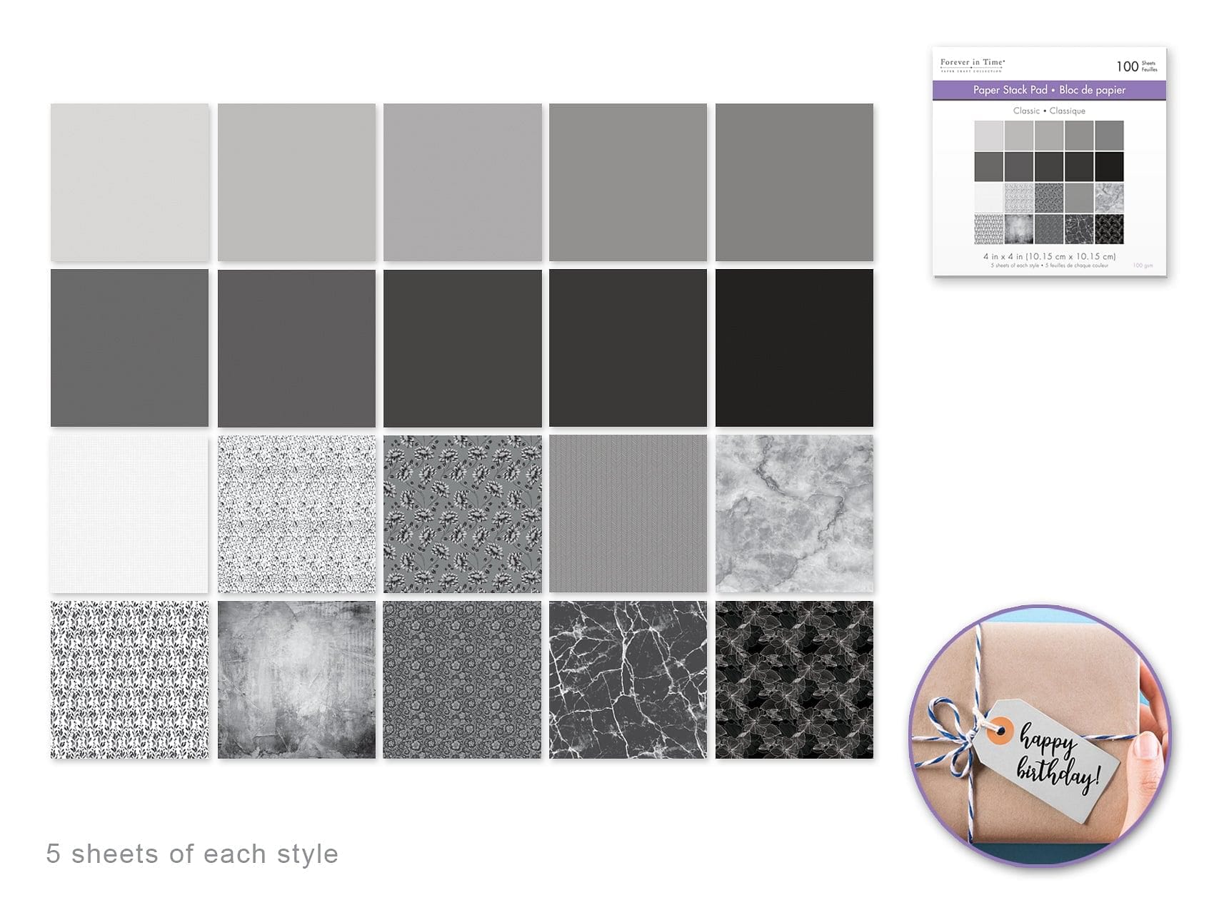 Paper Pad: 4"x4" Color Theme Stack Pad x100 5eax20styles 100GSM D)